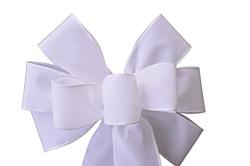 Large 10" Wired White Velvet Outdoor Wreath Bows