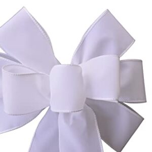 Large 10" Wired White Velvet Outdoor Wreath Bows