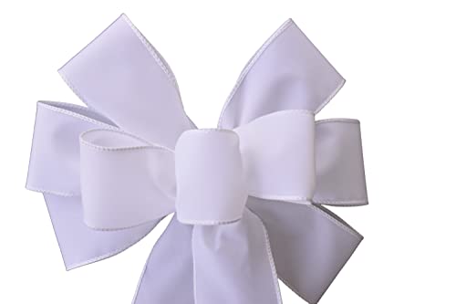 Large 10" Wired White Velvet Outdoor Wreath Bows