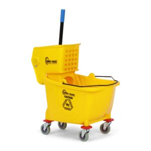 simpli-magic side press wringer combo commercial rectangular mop bucket on wheels, 35-quart, yellow