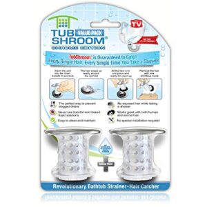 tubshroom tub drain hair catcher, 2 pack, chrome – drain protector and hair catcher for bathroom drains, fits 1.5” – 1.75” bathtub and shower drains