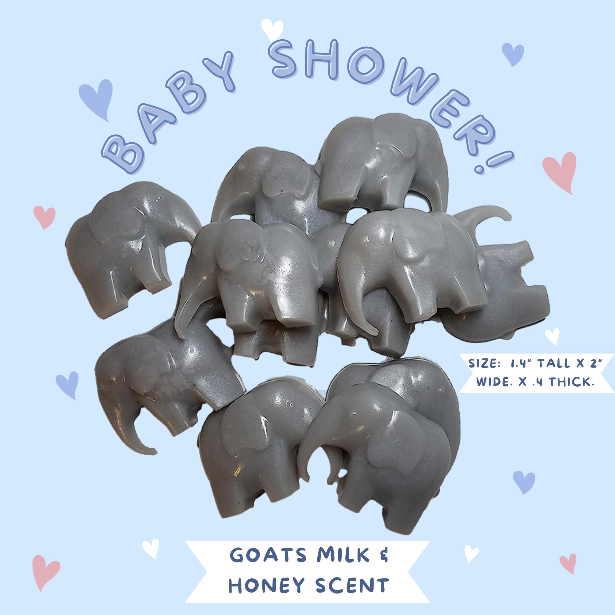 Elephant Soaps for Baby Shower Favors First Birthday Party Goats Milk Honey Scent 20 Pack (gray)