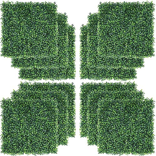 Yaheetech 12 PCS 20"x 20" Artificial Boxwood Panels Topiary Hedge Plant, Privacy Hedge Screen UV Protected Greenery Wall, Decor Faux Grass Wall Panel Suitable for Outdoor Indoor Garden Backyard