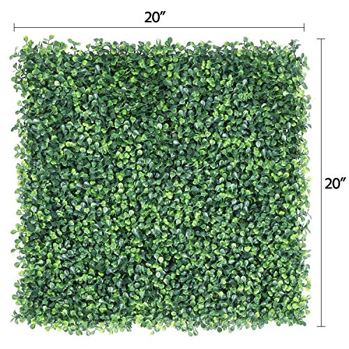 Yaheetech 12 PCS 20"x 20" Artificial Boxwood Panels Topiary Hedge Plant, Privacy Hedge Screen UV Protected Greenery Wall, Decor Faux Grass Wall Panel Suitable for Outdoor Indoor Garden Backyard