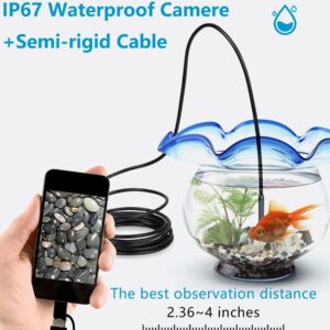 USB C Endoscope for OTG Android Phone, Computer, 5.5 mm Borescope Inspection Snake Camera Waterproof, 16.4 Ft Semi-Rigid Cord with 6 LED Lights, Compatible with Windows PC, MacBook