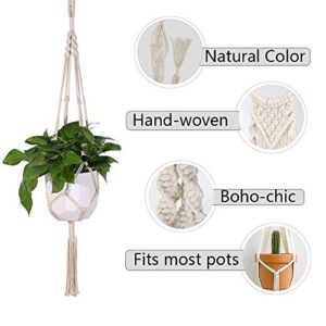 ZOUTOG Macrame Plant Hanger Indoor, Set of 4 Indoor Hanging Planter, Handmade Hanging Plant Holder - 43 Inch, 4 Legs