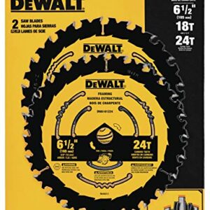 DEWALT Circular Saw Blade, 6 1/2 Inch, 18 & 24 Tooth, Wood Cutting (DWA1612CMB)