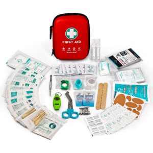 General Medi First Aid Kit - 170 Pieces Hard Case and Lightweight - Great for Travel, Home, Office, Vehicle, Camping, Workplace & Outdoor (Red)