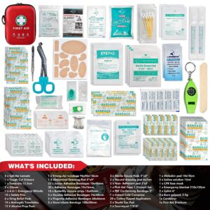 General Medi First Aid Kit - 170 Pieces Hard Case and Lightweight - Great for Travel, Home, Office, Vehicle, Camping, Workplace & Outdoor (Red)