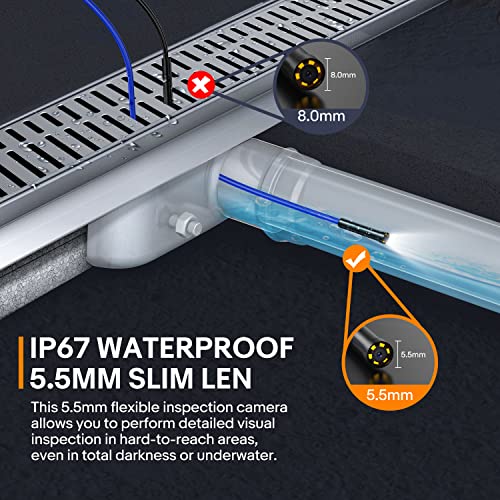 Oiiwak Inspection Camera丨Borescope丨HD Digital Industrial Endoscope丨 5.5mm Waterproof Drain Snake Camera 丨1080P 4.3" Screen 丨Automotive Plumbing Sewer Wall Camera with Light丨11.5ft丨Christmas Gift