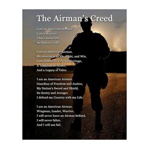 the airman's creed - us air force military wall art, wingman military wall decor, motivational wall art print, home decor, bedroom decor, living room decor for wall, office decor, unframed - 8x10