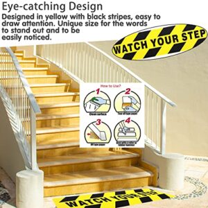 3Pack Watch Your Step Non-Slip Stair Warning Sticker Adhesive Tape Help Prevent Falls Anti Slip Abrasive Treads for Workplace or Home Safety Wet Floor Caution, 6" x 24"