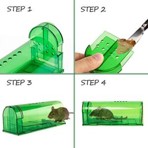 JM Traps 2019 New Upgraded Humane Mouse Trap, Easy to Set, Reusable, for Small Rodents,Pets Hamsters/Moles/Voles, Kids/Pet Safe