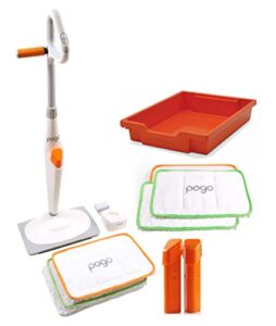 pogo electric mop 4000 rpm pro package - cleans any surface. includes 6 mop heads, 2 xl batteries.