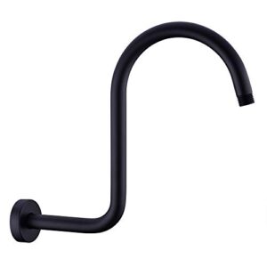 hanebath high rise s shape shower arm and flange, matte black shower head extension arm