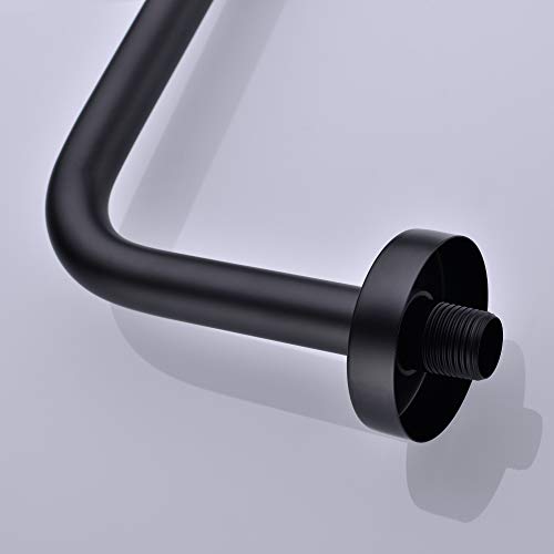 HANEBATH High Rise S Shape Shower Arm and Flange, Matte Black Shower Head Extension Arm