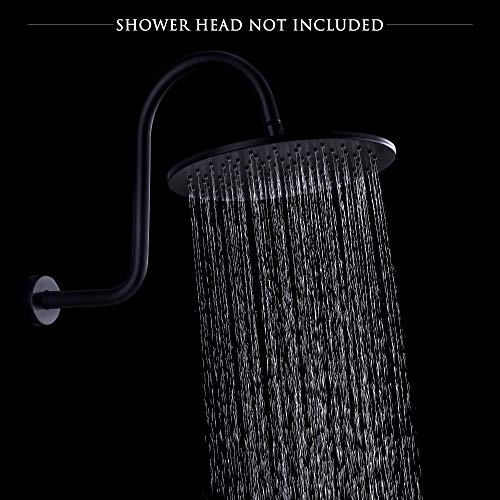 HANEBATH High Rise S Shape Shower Arm and Flange, Matte Black Shower Head Extension Arm