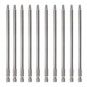 rocaris 10pcs 1/4 inch hex shank long magnetic square head screwdriver bits set power tools sq2 for poket hole jig- 6 inch length