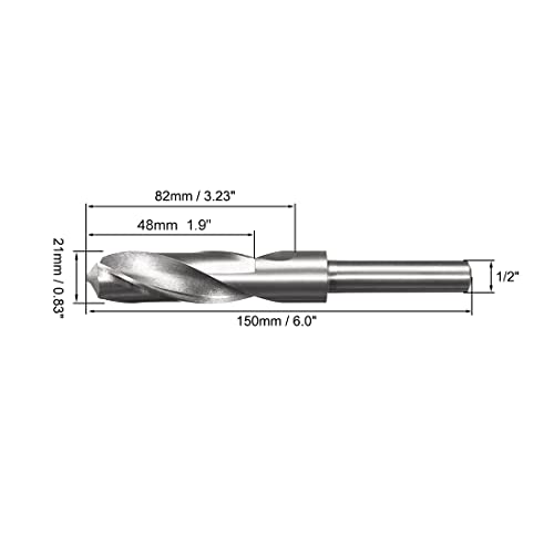 uxcell Reduced Shank Drill Bit 21mm High Speed Steel HSS 4241 with 1/2 Inch Straight Shank