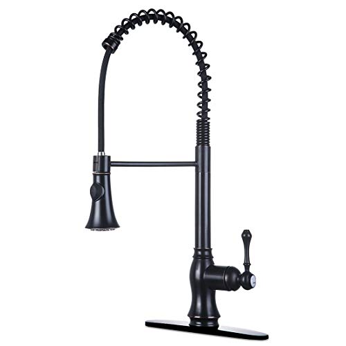 Tohlar Bronze Kitchen Faucet, Oil Rubbed Bronze Kitchen Faucet, Kitchen Faucet with Pull Down Sprayer, Antique Spring Single Handle Kitchen Sink Faucet with Deck Plate