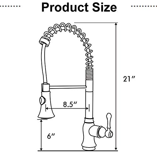 Tohlar Bronze Kitchen Faucet, Oil Rubbed Bronze Kitchen Faucet, Kitchen Faucet with Pull Down Sprayer, Antique Spring Single Handle Kitchen Sink Faucet with Deck Plate