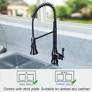 Tohlar Bronze Kitchen Faucet, Oil Rubbed Bronze Kitchen Faucet, Kitchen Faucet with Pull Down Sprayer, Antique Spring Single Handle Kitchen Sink Faucet with Deck Plate