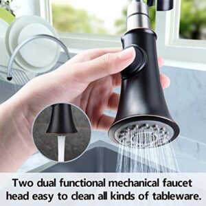 Tohlar Bronze Kitchen Faucet, Oil Rubbed Bronze Kitchen Faucet, Kitchen Faucet with Pull Down Sprayer, Antique Spring Single Handle Kitchen Sink Faucet with Deck Plate