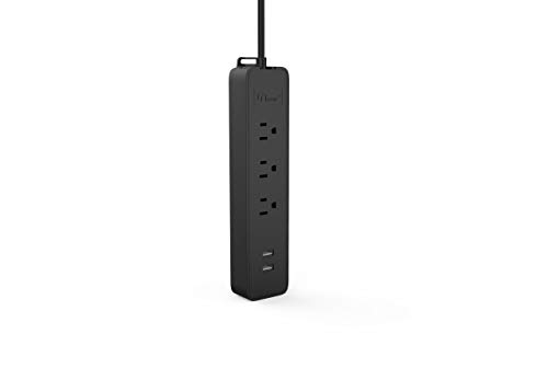 ONSMART 3 AC Outlets 2 USB Power Strip 2.4A Max Output-Mini Charging Station for Home, Travel, Office, Cruise, Overload Protection, 1.5Ft Extension UL Cord-Black(2Pack)