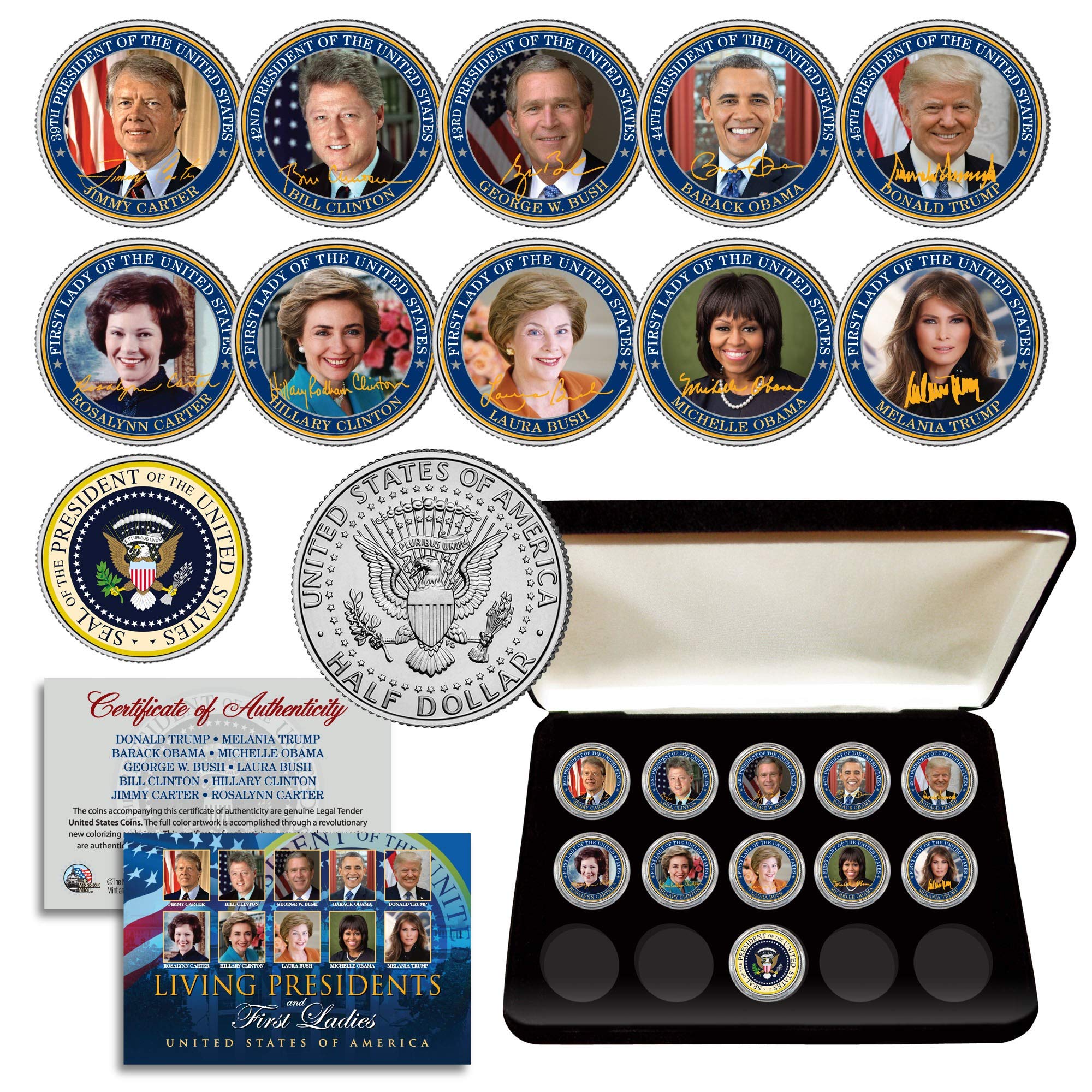 Living Presidents and First Ladies JFK Half Dollar 11-Coin Set with Box and COA