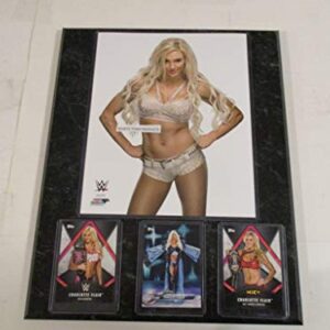 CHARLOTTE FLAIR WWE SUPERSTAR PHOTO PLUS 3 COLLECTIBLE CARDS MOUNTED ON A"12 X 15' BLACK MARBLE PLAQUE