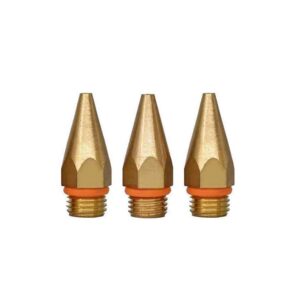 hot glue gun tips 7/16inches thread interchangeable copper nozzles for hot melting glue gun bore size 0.05" 0.06" 0.08" x 1.26" with mini wrench and rubber gaskets for replacement parts, 3pcs/set