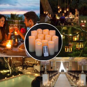 Enido Flameless Waterproof Led Candles, Battery Operated with 10-Key Remotes and Cycling 24 Hours Timer For Outdoor, Indoor, Wedding Décor, Exquisite Pack of 12 (D2.2'' x H4''5''6'')