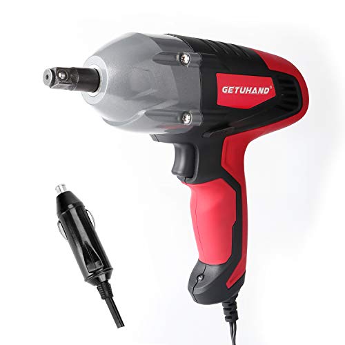 GETUHAND Electric Impact Wrench 1/2 Inch & 12 Volt 400N.M 300ft-lbs Max Torque with 1/2" Strong Square Drive, Portable Car Impact Wrench Kit with Sockets and Carry Case