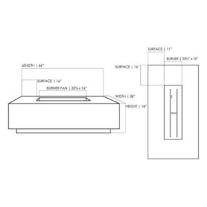 Prism Hardscapes Tavola 4 Fire Table in Pewter - NG