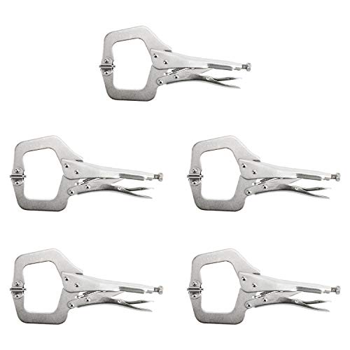 YaeGarden 11'' C Clamp Locking Pliers Adjustable Welding Clamps Locking Welding C Clamp w/Swivel Pad(5)