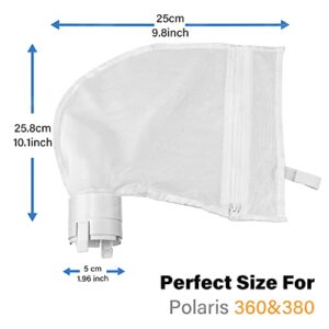 Sumille 360/380 Replacement Bag Zipper Filter Pool Cleaner Bag for Polaris, All Purpose Bags Pool Cleaner Part K13, K16, 2 Pack