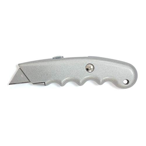 Wideskall Heavy Duty Contoured Handle Retractable Blade Utility Knife with 10 Razor Blades (Metal Frame)