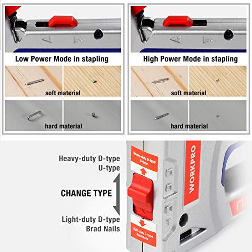 WORKPRO Heavy-Duty 4-in-1 Staple Gun Kit, Manual Brad Nailer with 3000 Staples and 1000 Brad Nails, for Upholstery, Material Repair, Decoration, Furniture, Doors, Windows, Carpentry & Home DIY Use