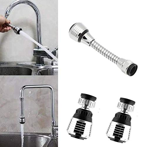 Kitchen Faucet Sprayer Extension Flexible 360 Degrees Swivel Sink Faucet Water Saver Pack With 2 Pc Water Tap (3 Pack)