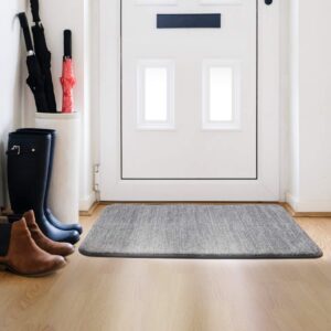 Lifewit Front Door Mat Water Absorbent Low Profile 35" x 24" Machine Washable Doormat for Indoor Non Slip Rubber Entrance Rug Dirt Trapper Mats Shoes Scraper for Entry, Patio, Porch, Grey