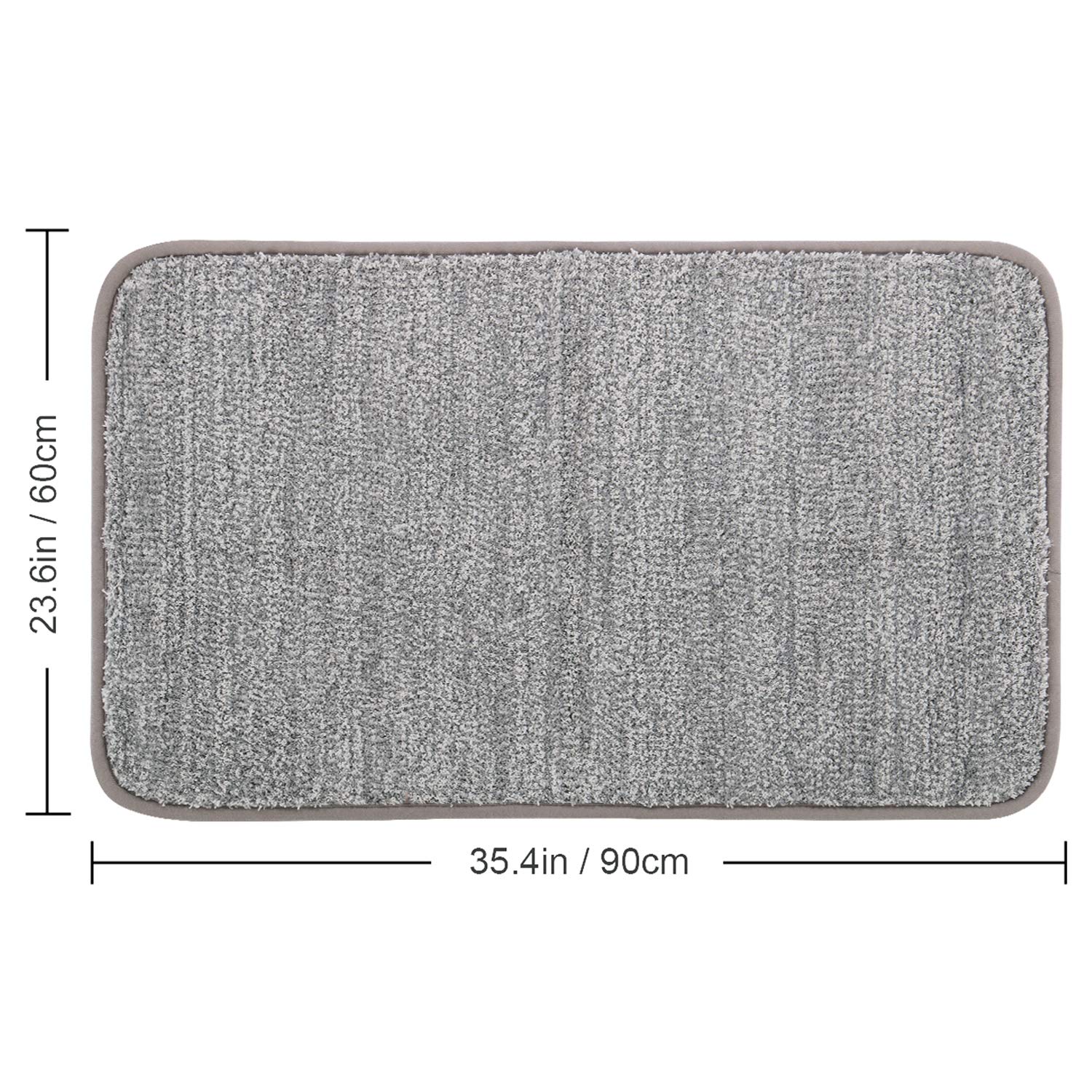 Lifewit Front Door Mat Water Absorbent Low Profile 35" x 24" Machine Washable Doormat for Indoor Non Slip Rubber Entrance Rug Dirt Trapper Mats Shoes Scraper for Entry, Patio, Porch, Grey