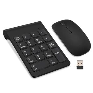 wireless numeric keypad, trelc mini 2.4g 18 keys number pad, portable silent financial accounting numeric keypad keyboard extensions with wireless mouse for laptop, pc, desktop, notebook(black)