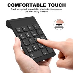 Wireless Numeric Keypad, TRELC Mini 2.4G 18 Keys Number Pad, Portable Silent Financial Accounting Numeric Keypad Keyboard Extensions with Wireless Mouse for Laptop, PC, Desktop, Notebook(Black)