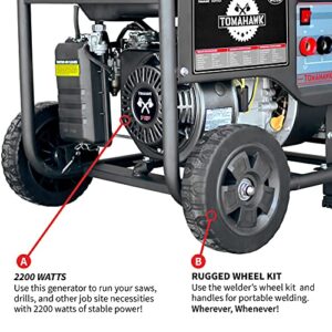 TOMAHAWK Welder Generator Stick Welder Engine Driven 120 Amp 7 HP Gasoline Portable 2,200 Watt Quiet Inverter Generator Engine