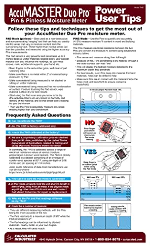 Calculated Industries 7445 AccuMASTER Duo Pro Pin & Pinless Moisture Meter Detects Hidden Leaks and Moisture | Combo Non-invasive Pad + Pin Sensors | for Restoration Contractors, Woodworkers, DIYs