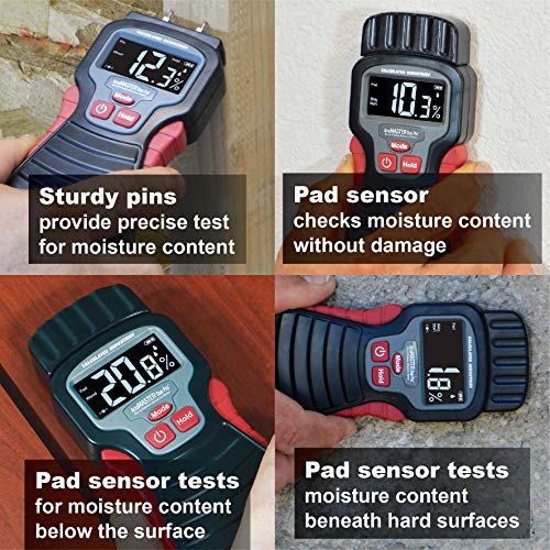 Calculated Industries 7445 AccuMASTER Duo Pro Pin & Pinless Moisture Meter Detects Hidden Leaks and Moisture | Combo Non-invasive Pad + Pin Sensors | for Restoration Contractors, Woodworkers, DIYs