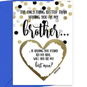 Will You Be My Best Man Scratch Off Card for Brother, Bridal Party Proposal Card from Bride and Groom, Best Friend (Brother Best Man)