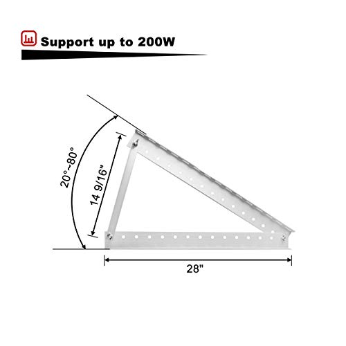 LBG Products 28" Adjustable Solar Panel Tilt Mount Mounting Brackets with Foldable Tilt Legs for Roof, RV,Boat,Off Grid System