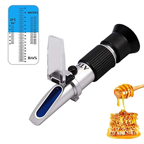 AUTOUTLET 3-in-1 Honey Baume Refractometer,Brix and Baume Honey Refractometer,58-90% Brix Scale Range Honey Moisture Tester with ATC,Ideal for Honey,Milk,Sugar Syrup,Fruit jam and Molasses,Bee Keeping