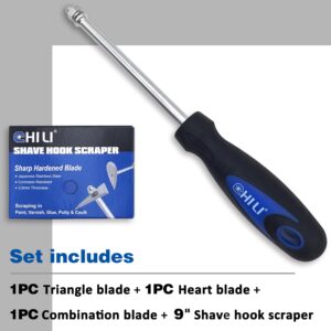 CHILI TOOLS 9 Inch Stainless Steel Shave Hook Set, Painting Scrapers, Paint Remover, Painters Tool for Woodworking, 3 PCS, Made in Taiwan